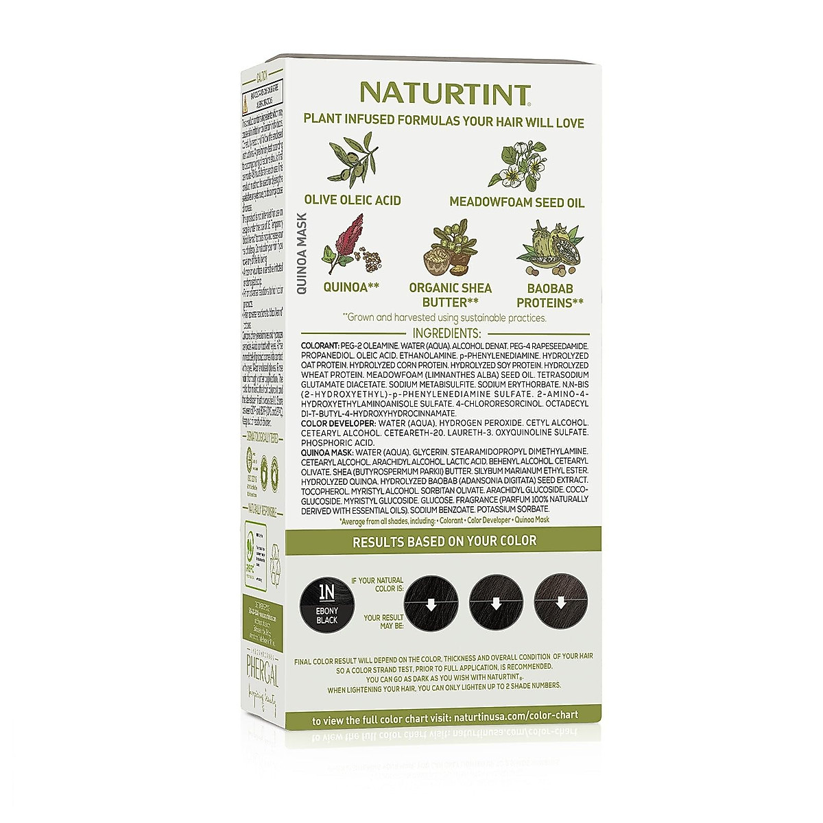 Naturtint 1N Ebony Black Permanent Hair Color (Pack of 1), Ammonia Free, Vegan, Cruelty Free, up to 100% Gray Coverage, Long Lasting Results (Packaging may vary)