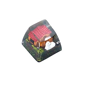Ocean Key Artisan Keycaps for DIY Replacement Handmade Resin Keycaps Dog House Handmade Resin Keycaps for Switch Gaming, Cherry MX Mechanical Keyboards (Red)