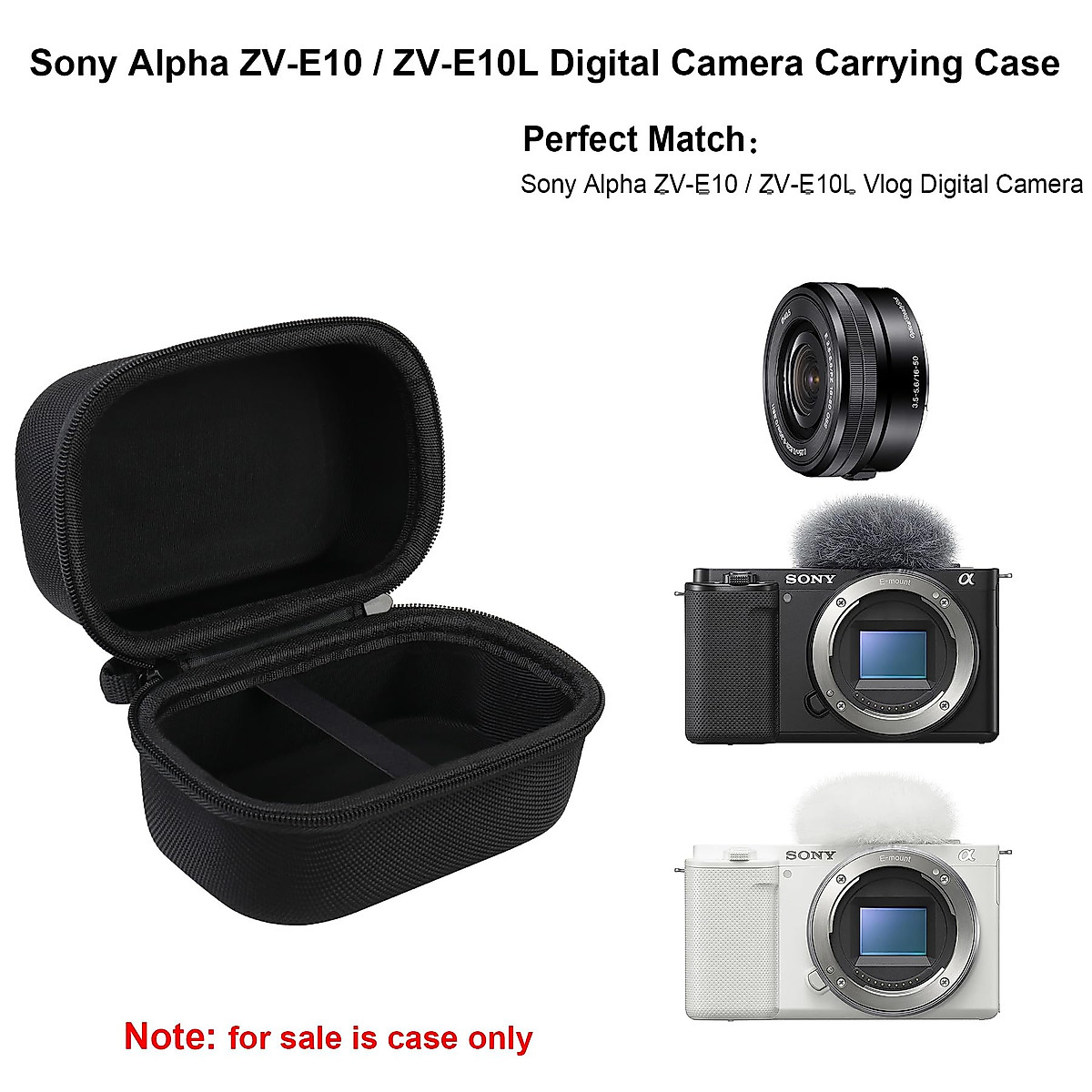 Elonbo Carrying Case for Sony Alpha ZV-E10 / ZV-E10L - APS-C Interchangeable Lens Mirrorless Vlog Camera Kit, Portable Digital Camera Travel Protective Cover Bag Storage Holder, Black