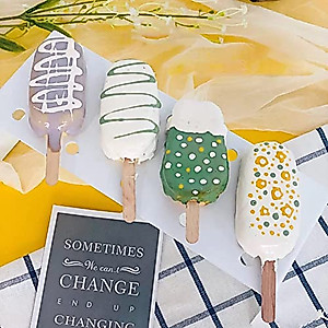 Ozera 2 Pack Popsicles Molds, Homemade Cake Pop Mold Cakesicle Molds Silicone Popcical Molds, 4 Cavities Ice Pop Cream Molds Maker with 50 Wooden Sticks & 50 Popsicle Bags for DIY Popsicles
