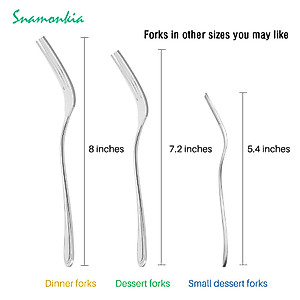 Snamonkia Dinner Forks Set of 6, 8 Inches, 18/0 Large Table Forks Stainless Steel
