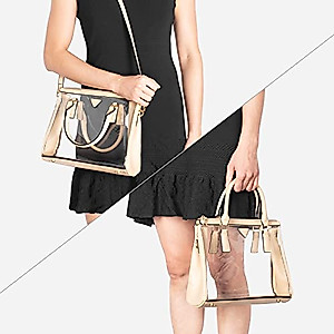 Joryin Clear Bag for Women Clear Bags Stadium Approved Clear Tote Bag with Zipper Crossbody Bag Clear Purse Fashion Satchel Bag Handbag Transparent Bag Warm Beige