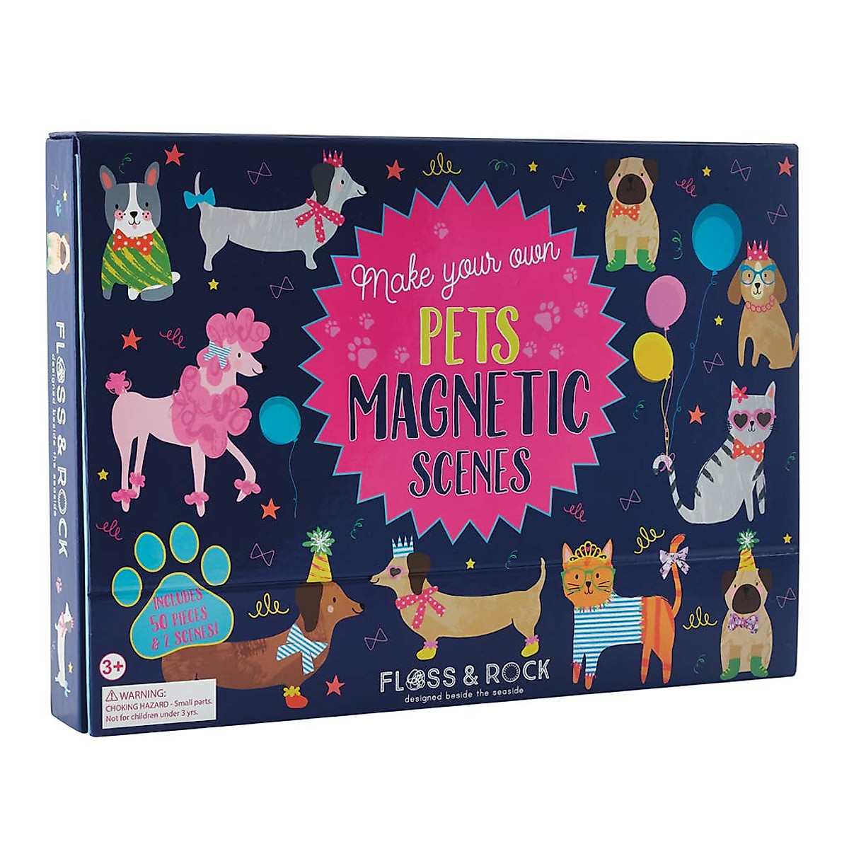 “Pets” 50 pc Magnetic Dress Up Doll Playset-Educational Shape Sorting Game- Dog & Cat Show Scene Book for Toddlers- S.T.E.M. Ages 3+ Montessori Toys for Toddlers Ages 3+ Preschool Creativity Set