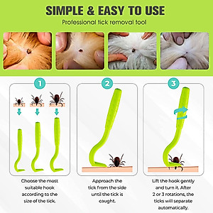 ILamourCar 4Pcs Tick Remover Tool Set, Professional Tick Tweezers Tick Hooks Tick Remover Painlessly Tick for Dogs Cats and Other Pets