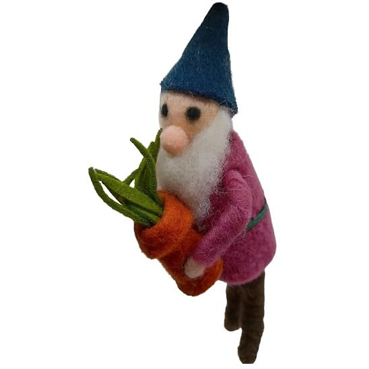 OnHoliday Felt Gnome in Purple Shirt with Potted Plant Hanging Christmas Tree Ornament