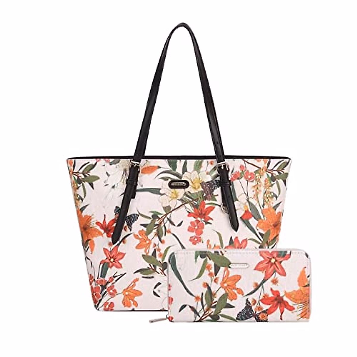 Women Fashion Synthetic Leather Handbags for Women Large Tote Shoulder Bags Top Handle Satchel Designer Tote Shoulder Satchel Purse Set of 2pcs