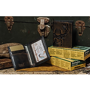 House of Jack Co. DEER Slim Card Wallet | Minimalist Bifold Card Holder| Full Grain Cowhide with Handburnished Finish | Slim Wallet For Men