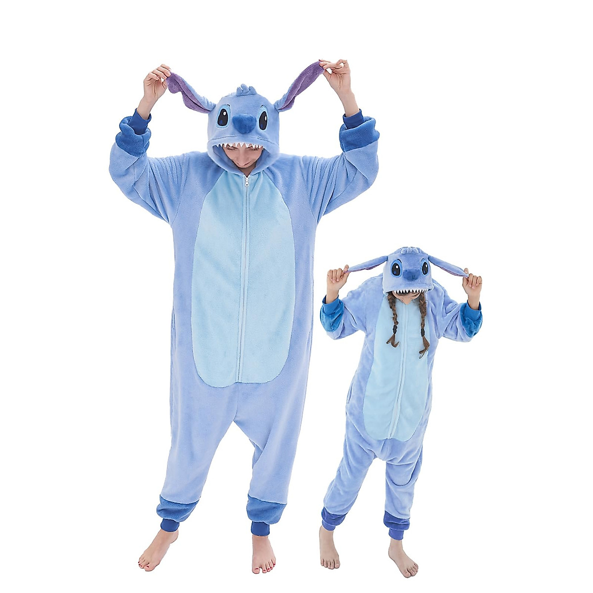 GONAAP Unisex Adult Stitch Onesie Pajamas Animal One Piece Costume Cosplay Sleepwear (Stitch, 9-10Years)