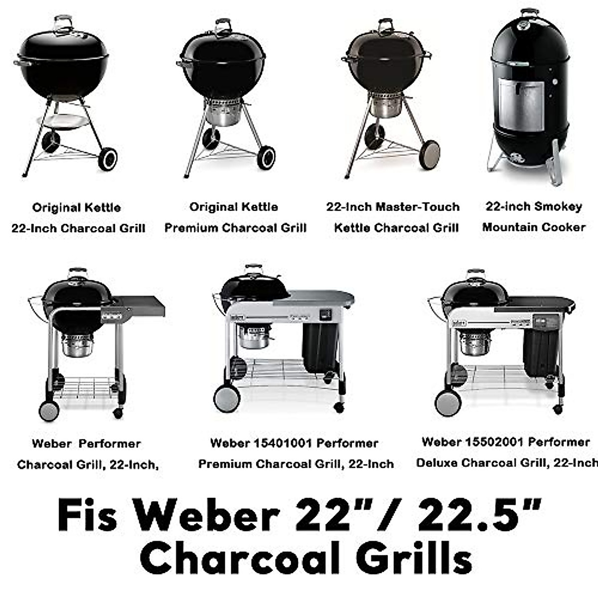 Uniflasy 7436 Upper Cooking Grate, 85041 Lower Grate, 63014 Charcoal Grate for Weber Charcoal Grill 22 Inch Smokey Mountain Cooker, 22" Charcoal Smoker Parts, 2 Cooking Grate and 1 Charcoal Grate