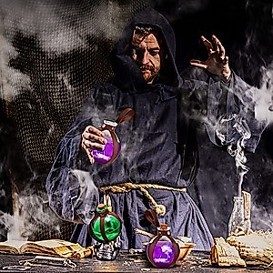 2 Pcs Cork Potion Bottle Cosplay Accessories With Faux Leather Belt Decorative Potion Bottles Witch Props Witch Costume for Adult Man Round Spherical Potion Bottle for Party DIY Crafts(Brown)