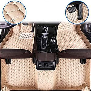 Car Floor Mats for Volvo - S60 2011-2017 Full Coverage Foot Pad All Weather Anti-Slip Waterproof Dustproof Interior Protection Luxury PU Leather Custom Auto Carpe QUUFAA (Beige,S60 2011-2017 Year)