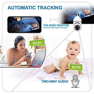 Keilini Light Bulb Security Camera, Light Bulb Security Camera, 360°Panoramic Surveillance Cam, Light Bulb HD 1080P Security Camera (2 pcs)