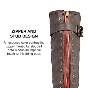 Journee Collection Women's Spokane Stacked Heel Riding Boots - Taupe