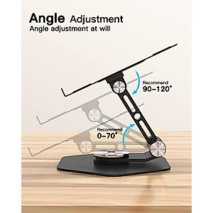 SOJUNER Swivel Adjustable Laptop Stand, 360° Rotating of Aluminum Laptop Stand for Desk, Laptop Riser with Mechanical Sound, Laptop Computer Stand Compatible with 10-16 inch Laptop, Black