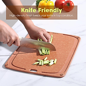 BestCook Kitchen Wood Fiber Cutting Board, High Density Non-Porous Wooden Chopping Board with Juice Groove and Non-slip Feet, BPA Free, Dishwasher Safe, Knife Friendly for Meat Bread Fruit, Wooden