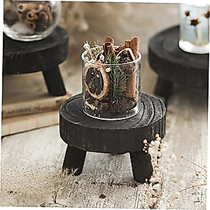 ifundom Wooden Potted Plant Stand Flower Pot Display Stand Dessert Stand House Plants Indoors Live Black Round Tray Coffee Tray Tea Trays for Serving Wood Riser Mouton Potted Flower Small