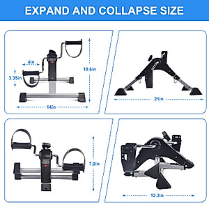 Icedeer Under Desk Bike Folding Pedal Exerciser for Seniors - Portable Mini Exercise Bike Foot Pedal Exerciser with Electronic Display for Legs and Arms Sitting Workout
