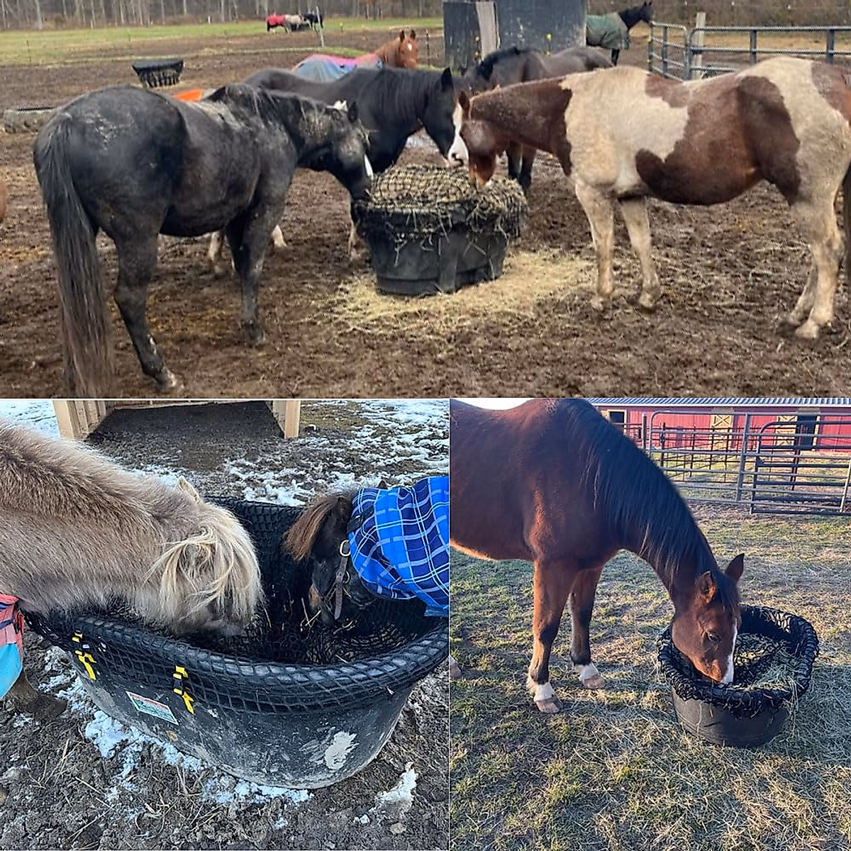 YardJoyliz Stock Tank Hay Net for 100 Gallon-150 Gallon Stock Tank Heavy Duty 1-4/7" Holes Slow Feed Hay Net, Black
