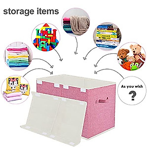 VERONLY Large Toy Box for Girls,Toy Chest for Kids -Collapsible Toy Storage Organizer with Lid Toy Bin Storage Organizer for Nursery, Playroom, Bedroom, Closet, Living Room, Kindergarten (Pink)