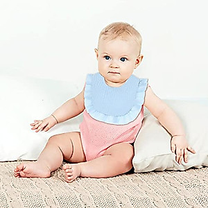 Mccotwe Baby Bibs Muslin Drool Bibs Teething Bibs Lap-shoulder Drool Cloths Bibs 100% Organic Cotton 4-Layer Absorbent& Soft& Breathable Muslin Baby Bibs for Girls Multi-Use Scarf Bibs