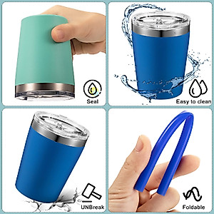 4 Set Toddler Cups with Straws and Lids Stainless Steel Kids Cups Insulated Kids Cups Spill Proof Double Wall Vacuum Kid Tumbler Cups for Boys Girls Sippy Drinking 8 oz (Blue, Gray, Sky Blue, Green)