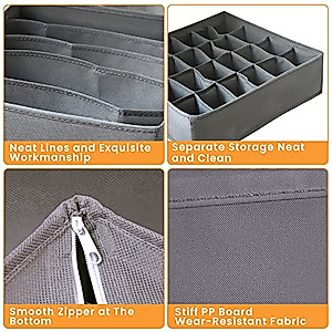 najiaxiaowu 8 Packs Underwear Drawer Organizer,Underwear and Bras Drawer Organizers for Clothing with 90 Cells Fabric Foldable Grids Dividers Box for Socks,Underwear, Bras and Ties