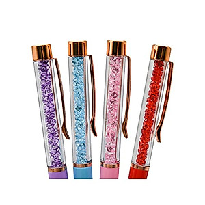 Lopenle 12PCS Fancy Business Pens Novelty Floral Pens Crystal Diamond Stylus Pen Ink Ballpoint Pens School Office Desk Decor Accessories