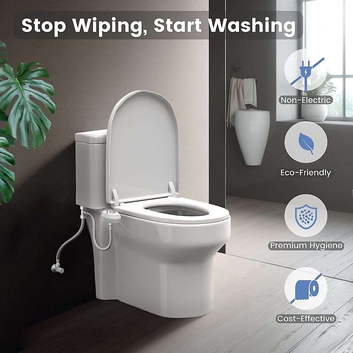 Generic Bidet Attachment for Toilet - Ultra-Slim Self Cleaning Fresh Cold Water Sprayer Bidets for Existing Toilets Seat with Dual Nozzle for Feminine and Posterior Wash, 24062212