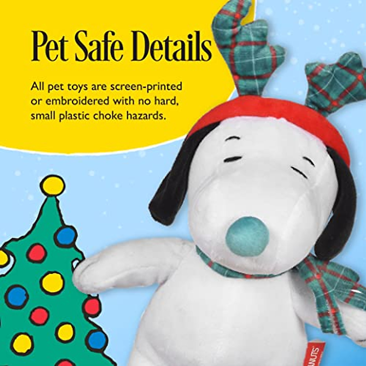 Peanuts for Pets Comics 9" Holiday Snoopy Reindeer Squeaky Dog Toy | Medium Snoopy Christmas Snoopy Dog Toy | Snoopy Stuffed Animal Officially Licensed Pet Product from Comics (FF23517)