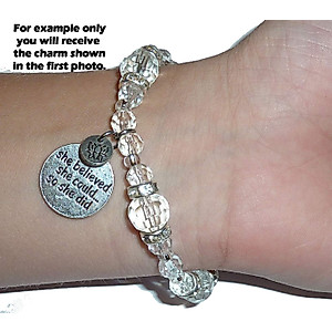 Hidden Hollow Beads Crystal Stretch Charm Bracelet, Women’s Message Dangle, Comes Packaged In A Beautiful Gift Bag (I Am With You Always)