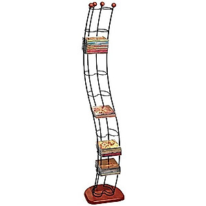 Atlantic Wave Wire CD Tower - Hold 110 CDs in Steel and Black Cherry Wood, PN1316