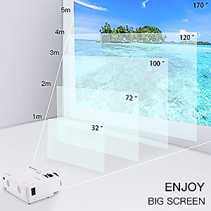 AuKing Mini Projector with USB C to HDMI Cable 4K, Home Theater Video Projector for MacBook Air/Pro 2020/2021, iPad Pro, Galaxy S20 S10 S8, Surface Book 2 and More
