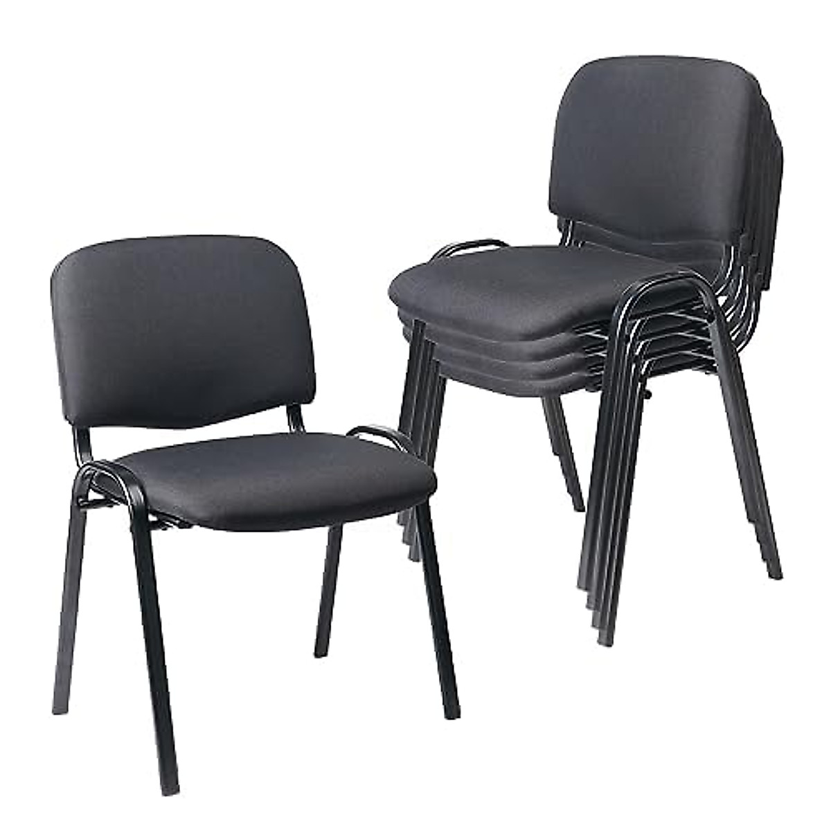 CLATINA Waiting Room Chairs Fabric Stackable Chairs Metal Frame with Lumbar Support and Thickened Seat Cushion for Waiting Conference Room Guest Chairs 1 Pack…
