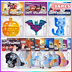 Halloween Party Favors for Kids Pop Fidget Toys Bulk It 30 Pack,Halloween Party Supplies Halloween Classroom Favors Mini Pop Keychain Its Halloween Prizes for Kids Bulk Halloween Toys Bulk Goodie Bag