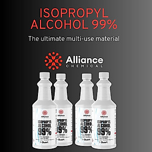 Isopropyl Alcohol 99% - 1 Gallon (4 x 32 FL Oz Bottles) - High-Purity Concentrated Rubbing Alcohol for Effective Cleaning - Quick-Drying, Domestically Sourced IPA