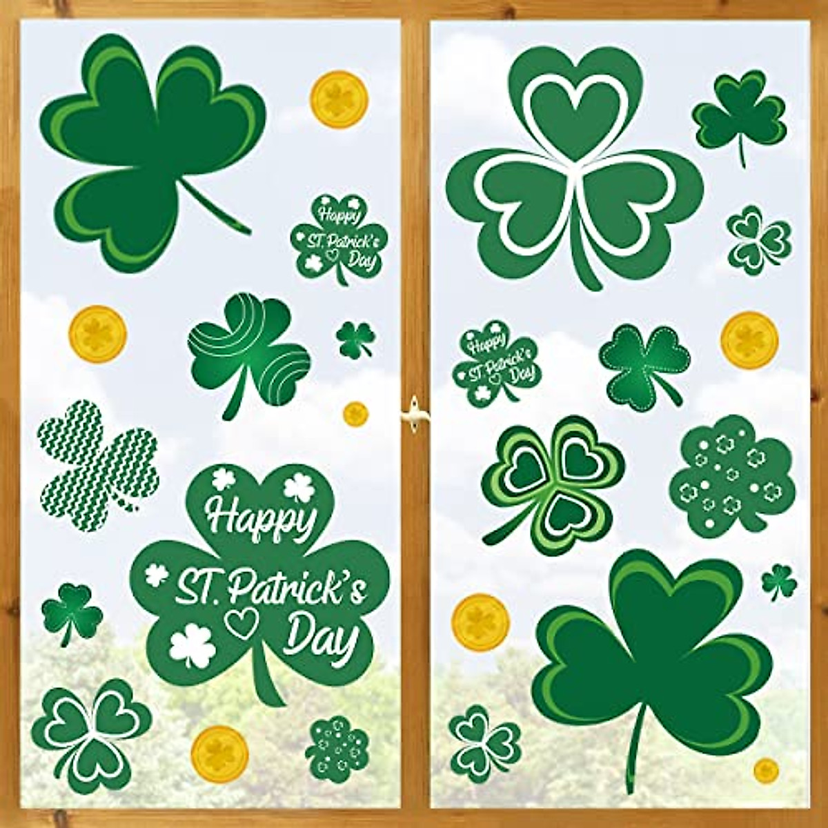St Patricks Day Decorations Stickers, St. Patrick's Day Window Clings Decor, 128 PCS Reusable Electrostatic Saint Patricks Day Shamrock Stickers