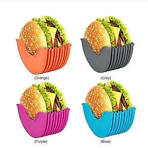 YFEIQI Contact-Free Burger Holder Clip, Retractable-Reusable-Washable Food Grade Silicone Hamburger/Sandwich Clip, Burger Holder Box