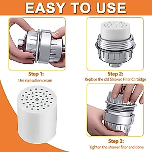 Cenipar 15 Stage Shower Filter Replacement Cartridge, High Output Shower Filter Cartridge Contain Vitamins C Shower Filter Refill Reduce Chlorine & Fluoride for Hard Water Improve Skin and Hair 4 Pack