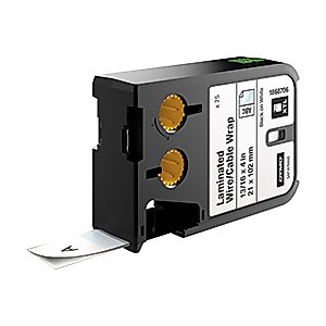 DYMO Laminated Wire Cable Wrap for DYMO XTL Label Makers, Black on White, 13/16", 1 Roll (1868706)