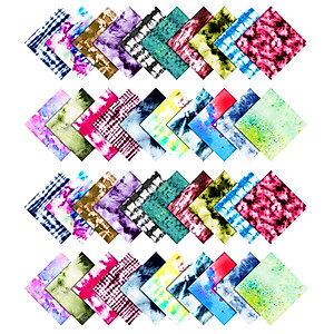 Soimoi 40Pcs Tie Dye Print Cotton Precut Fabrics for Quilting Craft Strips 2.5x42inches Jelly Roll - Multicolor