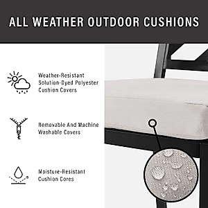 Crosley Furniture Locke 2-Piece Outdoor Chair Set, Dining Patio Chairs for Deck, Backyard, Matte Black with Creme Cushions