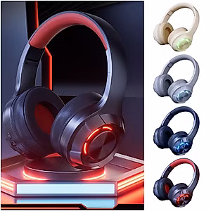 MORESEC Headphones Bluetooth Wireless Over Ear, Stereo Cotton HiFi Stereo Foldable Lightweight Headset Comfortable Protein Earpads, Long Battery Life for Travel/Work