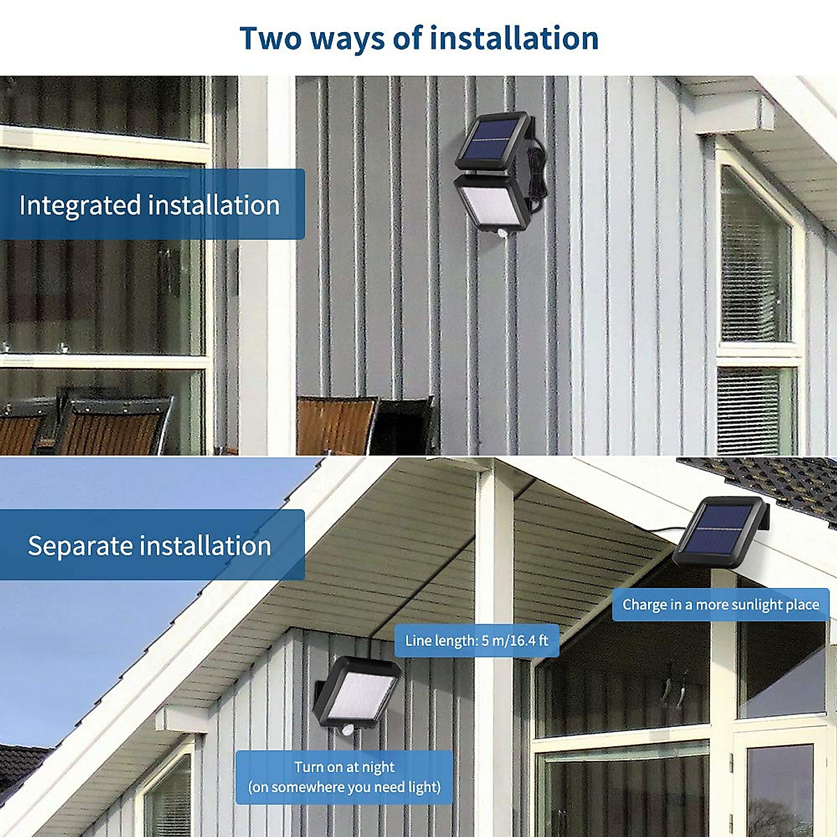 TTAototech Outdoor Security Floodlight,Security Lights with PIR Sensor-56 LED Solar Powered Wall Light- Super Bright Waterproof Outdoor Motion Sensor Light LED Floodlight for Garden, Backyard,Garage