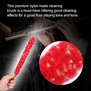 VBESTLIFE Practical Flute Cleaning Brush, Red Nylon Practical Flute Cleaning Swab Brush Cleaner Music Instrument Parts