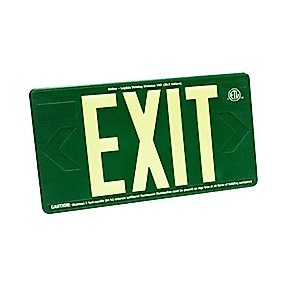 Fulham FLPL10SG Freelite Photoluminescent Exit Sign, 100-Feet, Green