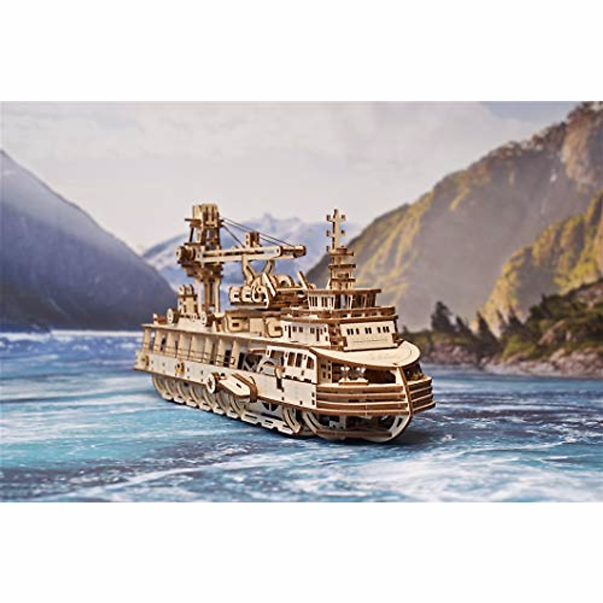 UGEARS 3D Puzzles Research Vessel - DIY Model Ship 3D Idea - Unique and Creative Wooden Mechanical Models - Self Assembly Woodcraft Construction Kits