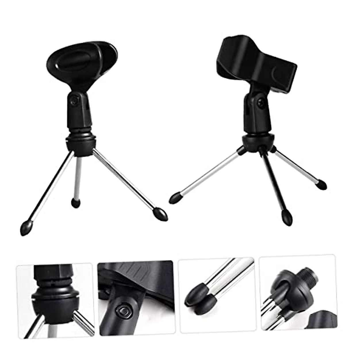 Mikinona 2pcs microphone stand microphone tripod mic holder bracket desk mic table mic stand microphone support mic bracket tabletop tripod microphone mount plastic desktop selfie stand