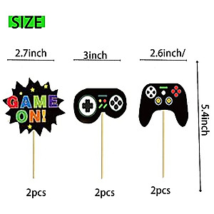 BIEUFBJI Video Game Cake Topper 11 pcs Video Game Theme Double Sided Glitter Cake Decoration, Birthday Party Supplies for Game Fans, Kids and Men