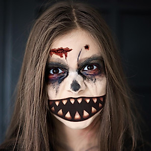 75+ PCS 21 Sheets Halloween Prank Makeup Temporary Tattoos, Horror Clown Face Tattoos, Face Decals Fake Tattoos for Adults and Kids, Zombie Makeup Scar Cosplay Halloween Tattoos for Party Halloween