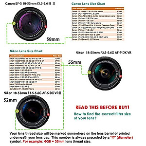 waka Unique Design Lens Cap Bundle, 3 Pcs 55mm Center Pinch Lens Cap and Cap Keeper Leash for Canon Nikon Sony DSLR Camera + Microfiber Cleaning Cloth